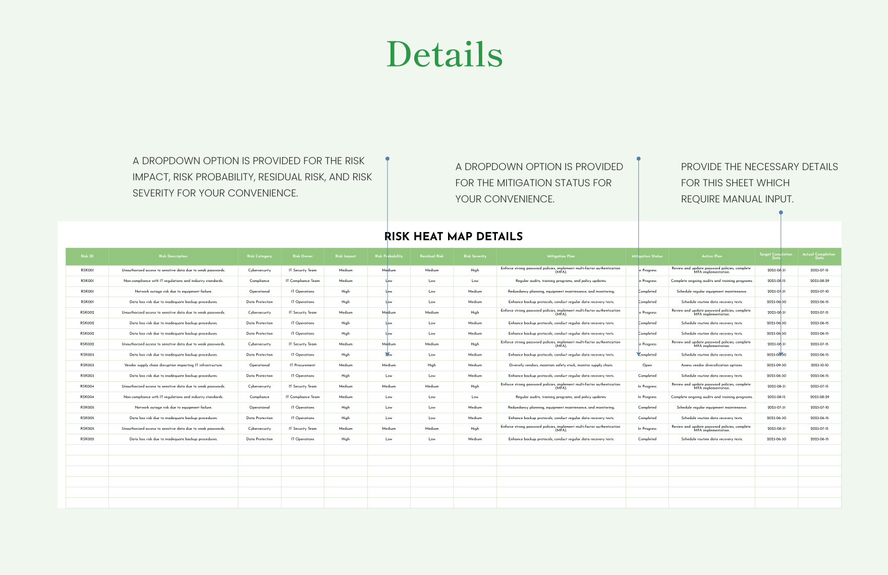 IT Risk Heat Map Sheet Template - Download in Excel, Google Sheets ...