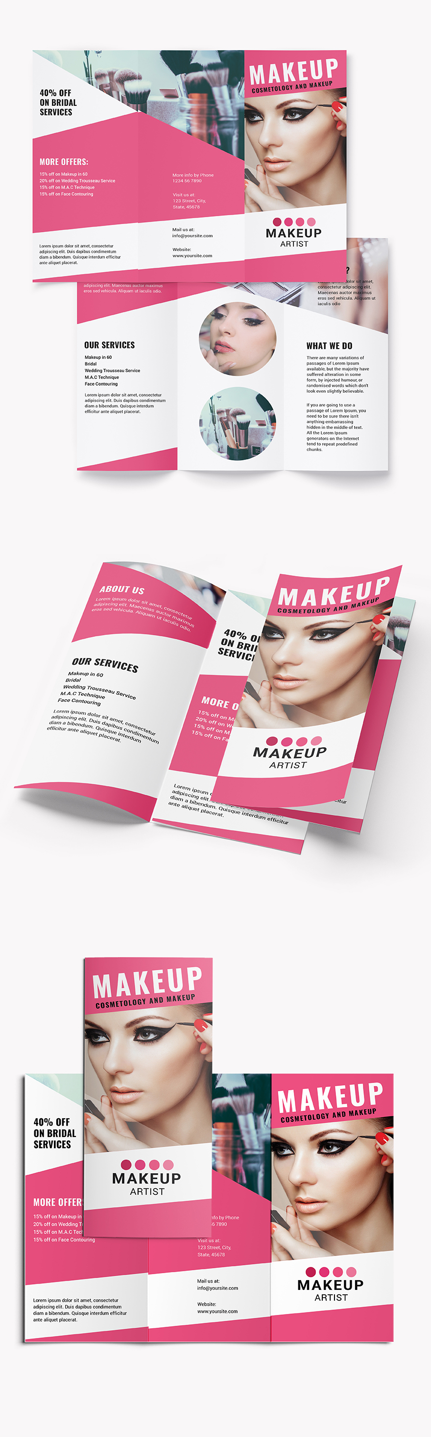 Free Barbershop A3 Tri fold Brochure Template Illustrator InDesign 