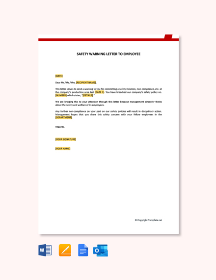 FREE Warning Letter For Safety Violation Template - Word | Google Docs ...