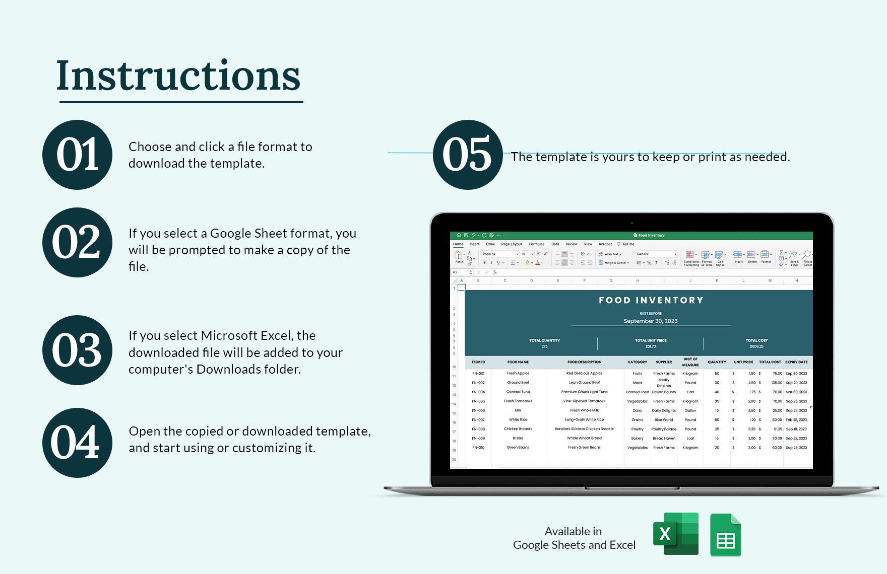 Food Inventory Template - Download in Excel, Google Sheets | Template.net