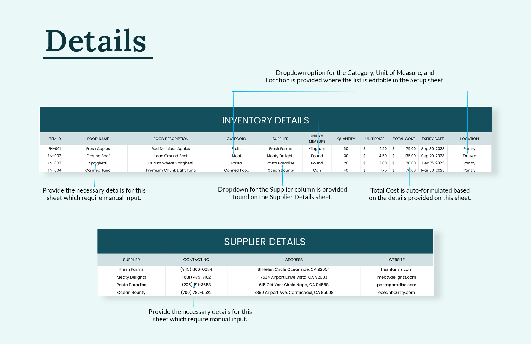 Food Inventory Template - Download in Excel, Google Sheets | Template.net