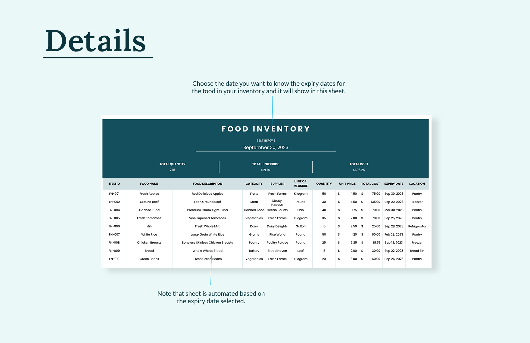 Food Inventory Template - Download in Excel, Google Sheets | Template.net