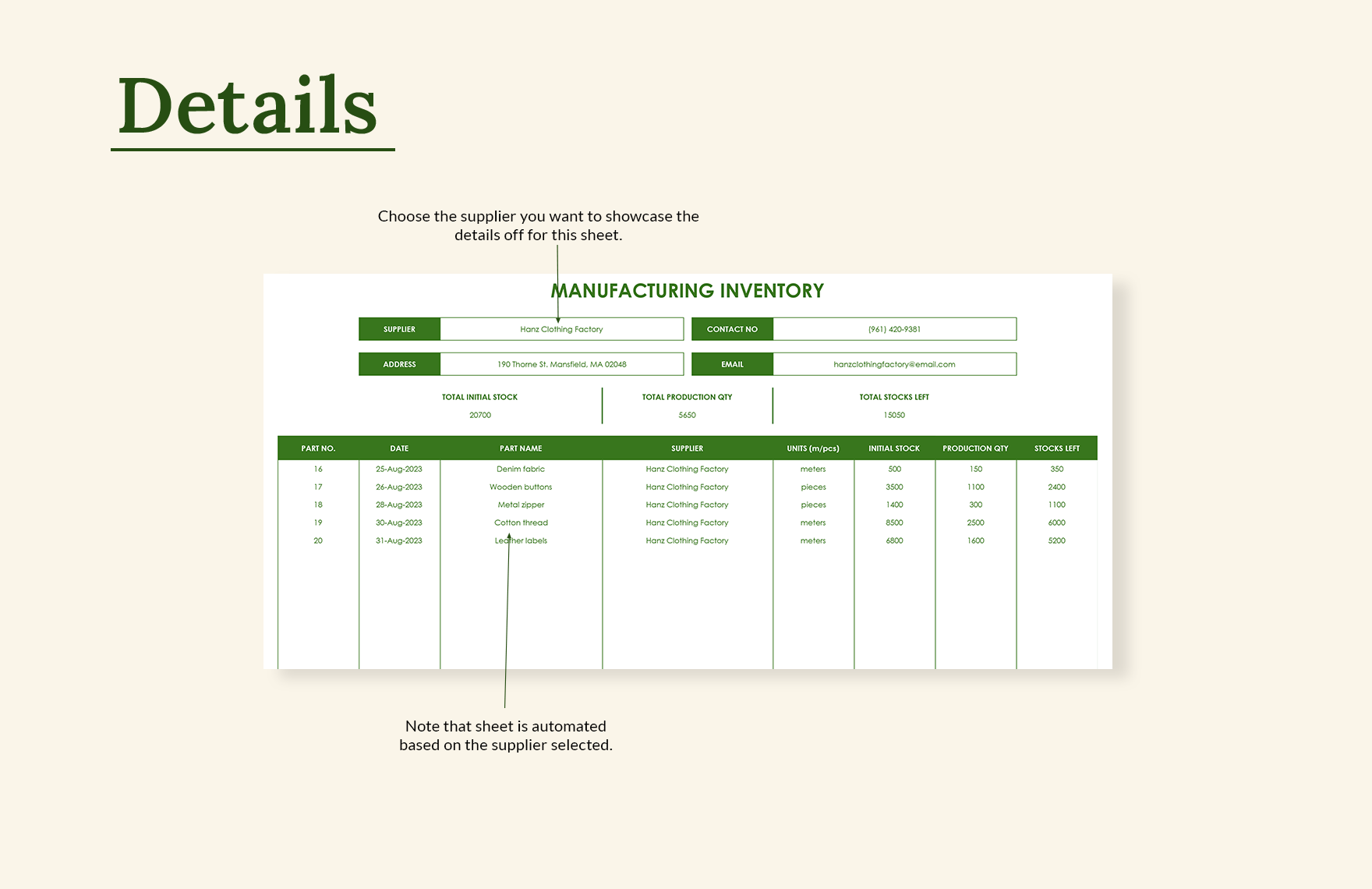Manufacturing Inventory Template - Download in Excel, Google Sheets ...