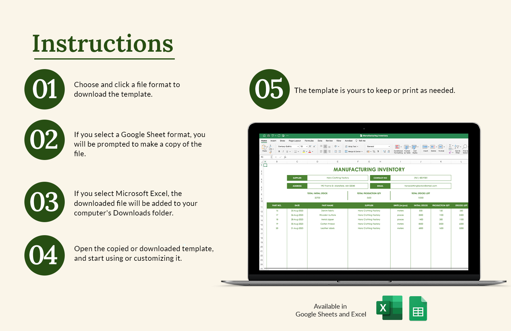 Manufacturing Inventory Template - Download in Excel, Google Sheets ...