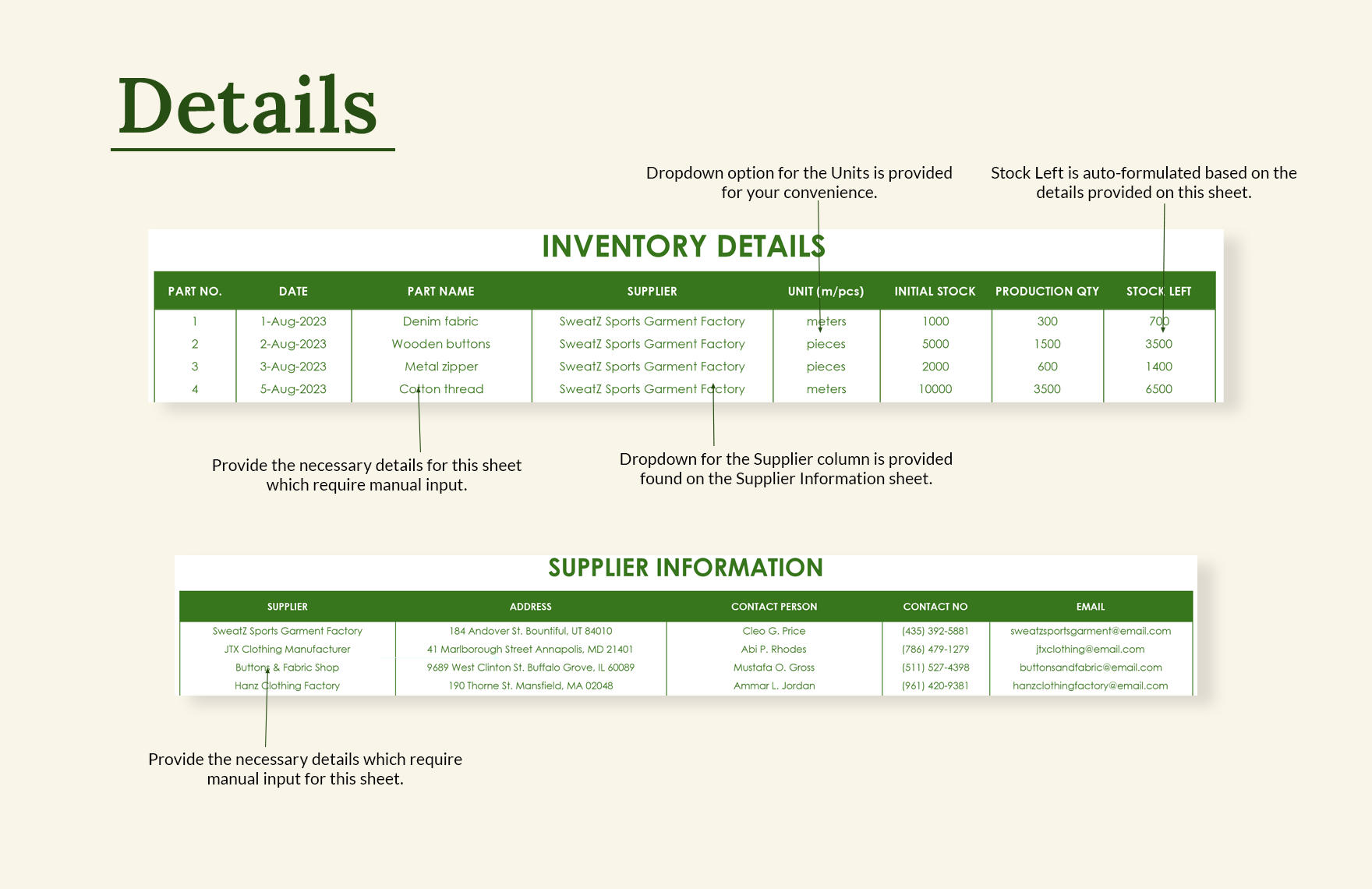 Manufacturing Inventory Template - Download in Excel, Google Sheets ...