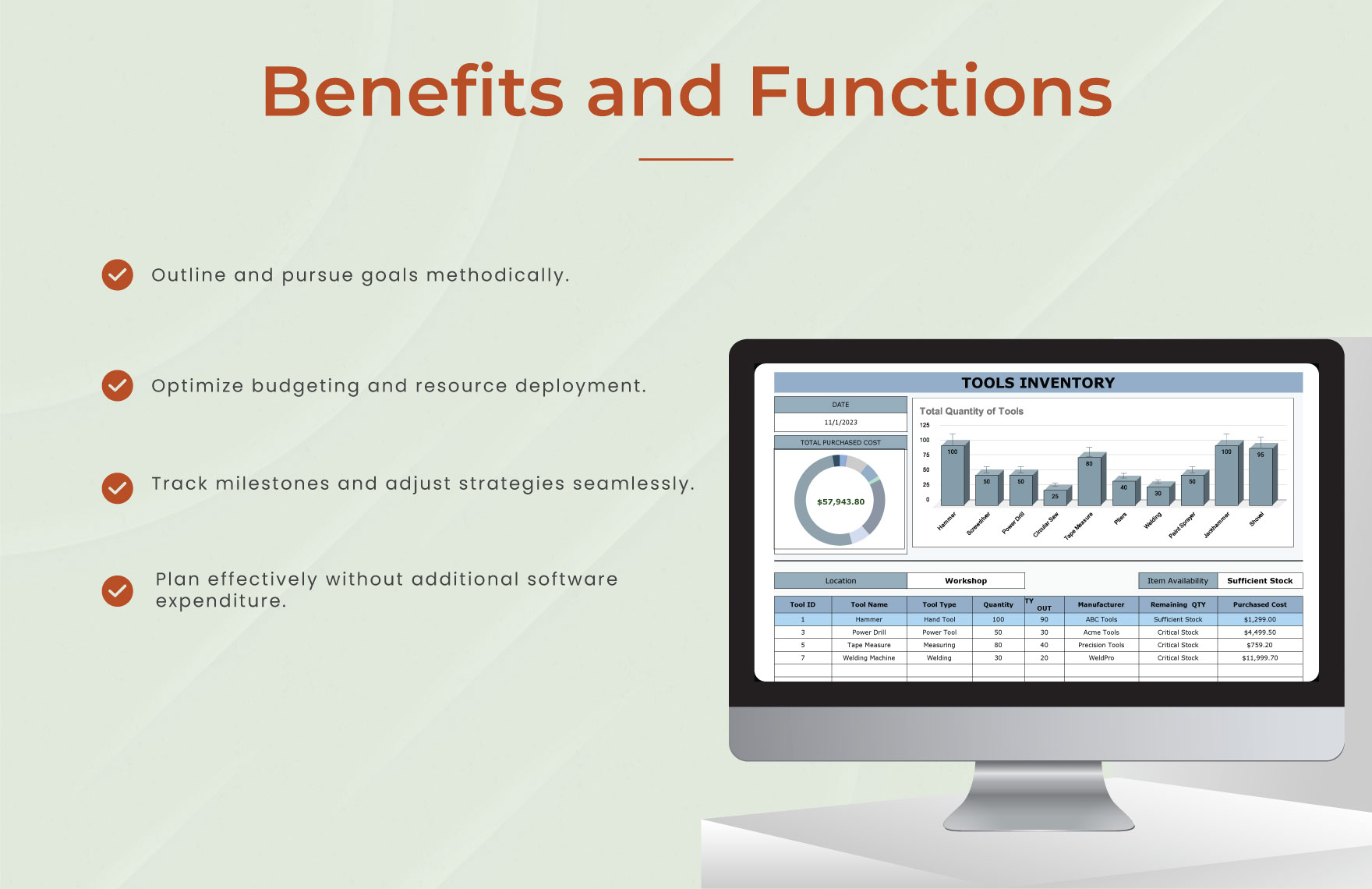 Tools Inventory Template - Download in Excel, Google Sheets | Template.net