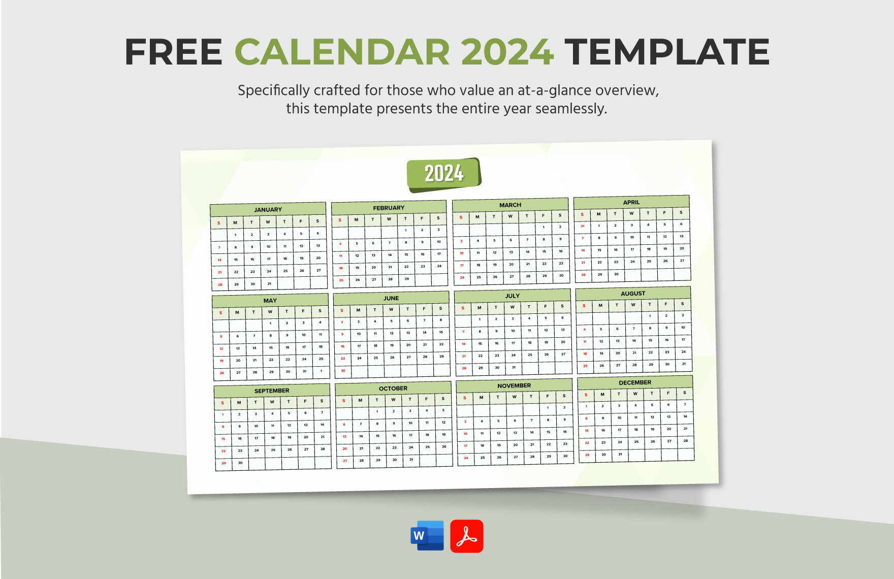 Free Calendar 2024 Template Download In Word Google Docs PDF