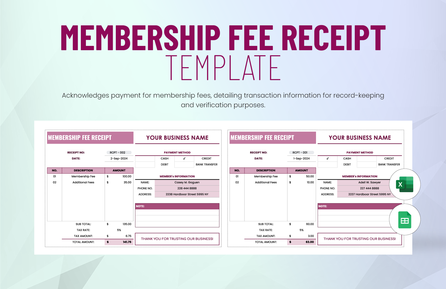 Editable Payment Receipt Templates In Excel To Download Editable Payment Receipt Templates In Excel To Download