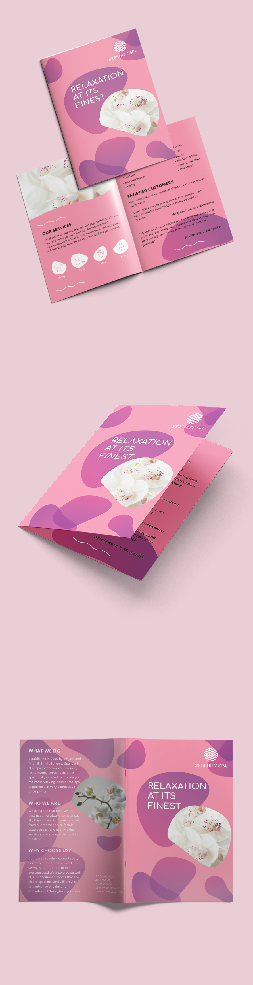 Medical Spa Bi-Fold Brochure Template - Illustrator, InDesign, Word ...