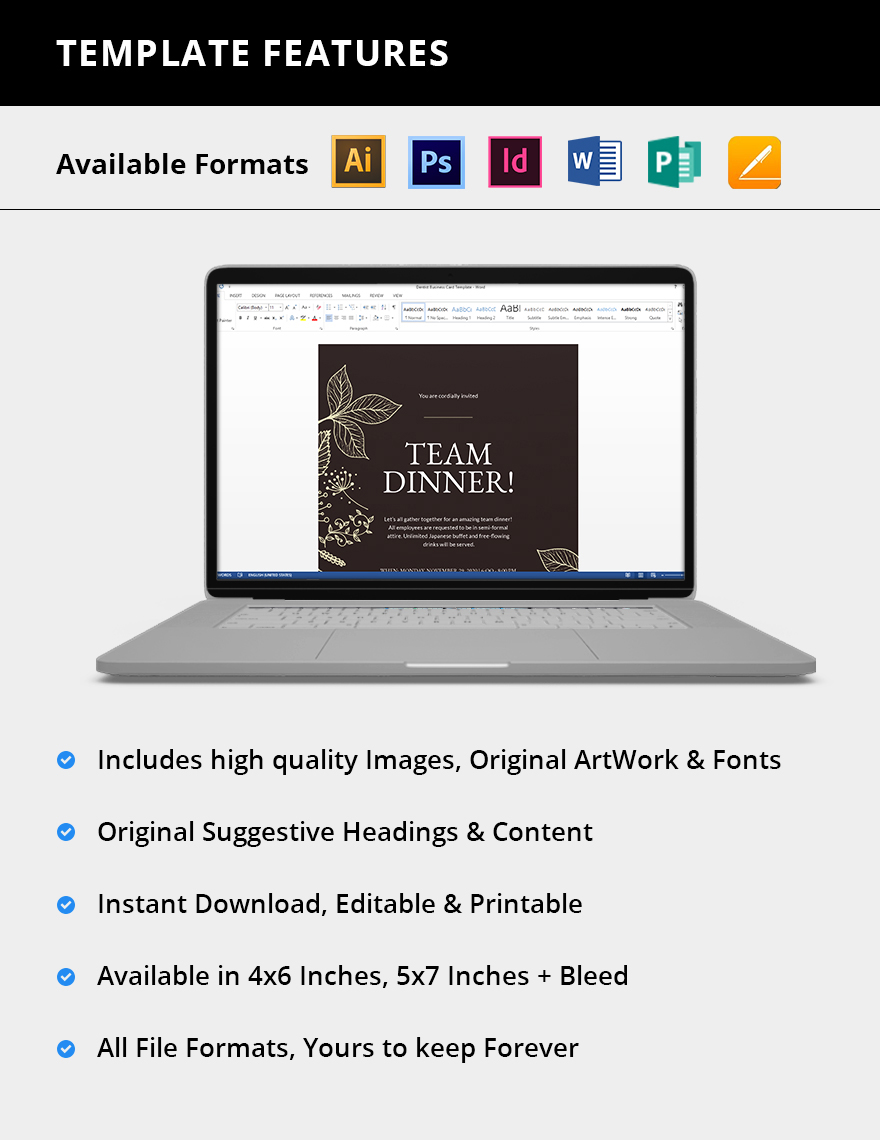 Team Dinner Invitation Template In Publisher Word Illustrator PSD Team Dinner Invitation Template In Publisher Word Illustrator PSD