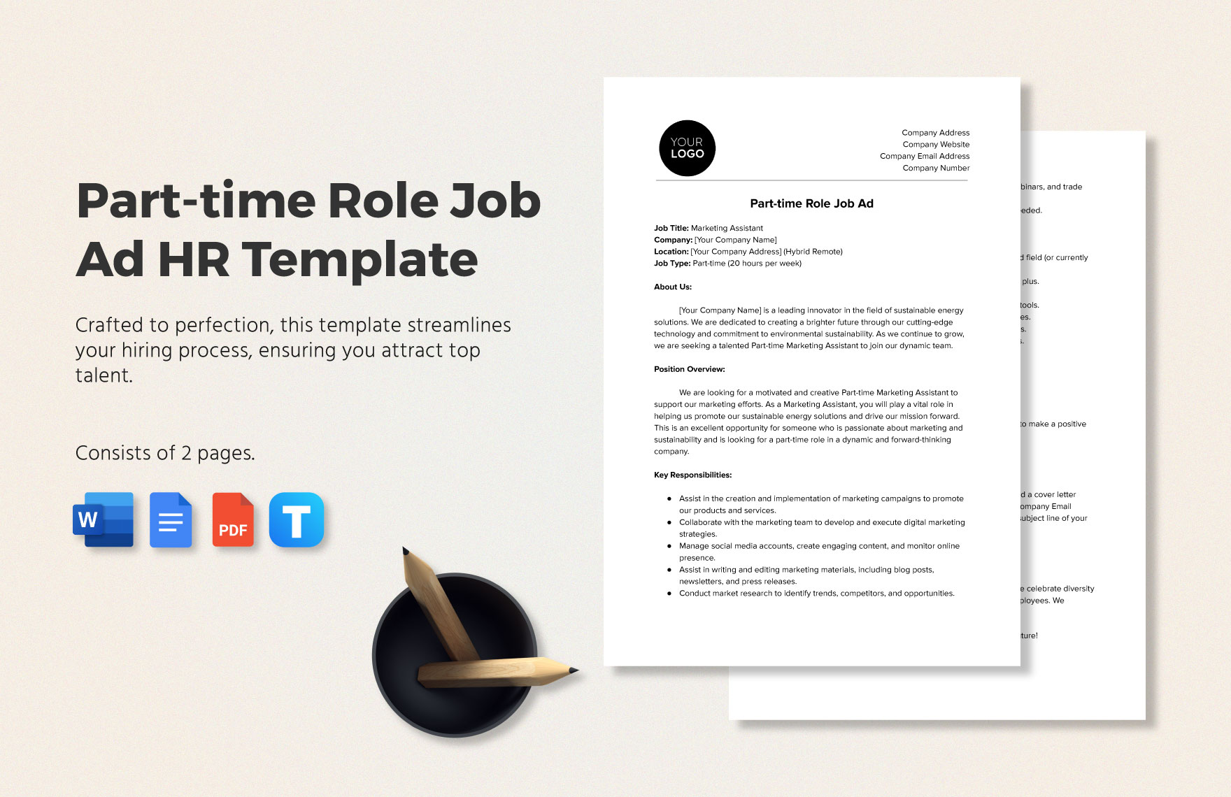 Part-time Role Job Ad HR Template - Download in Word, Google Docs, PDF ...