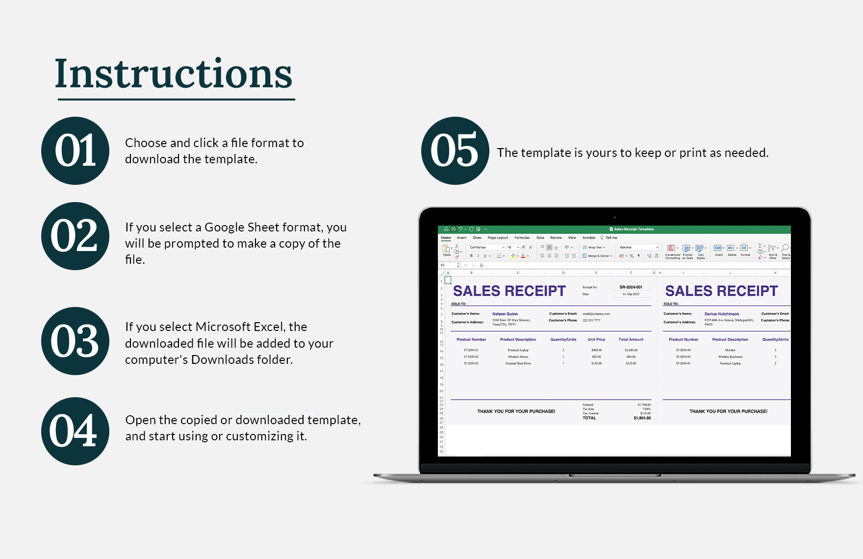 Sales Receipt Template - Download in Excel, Google Sheets | Template.net