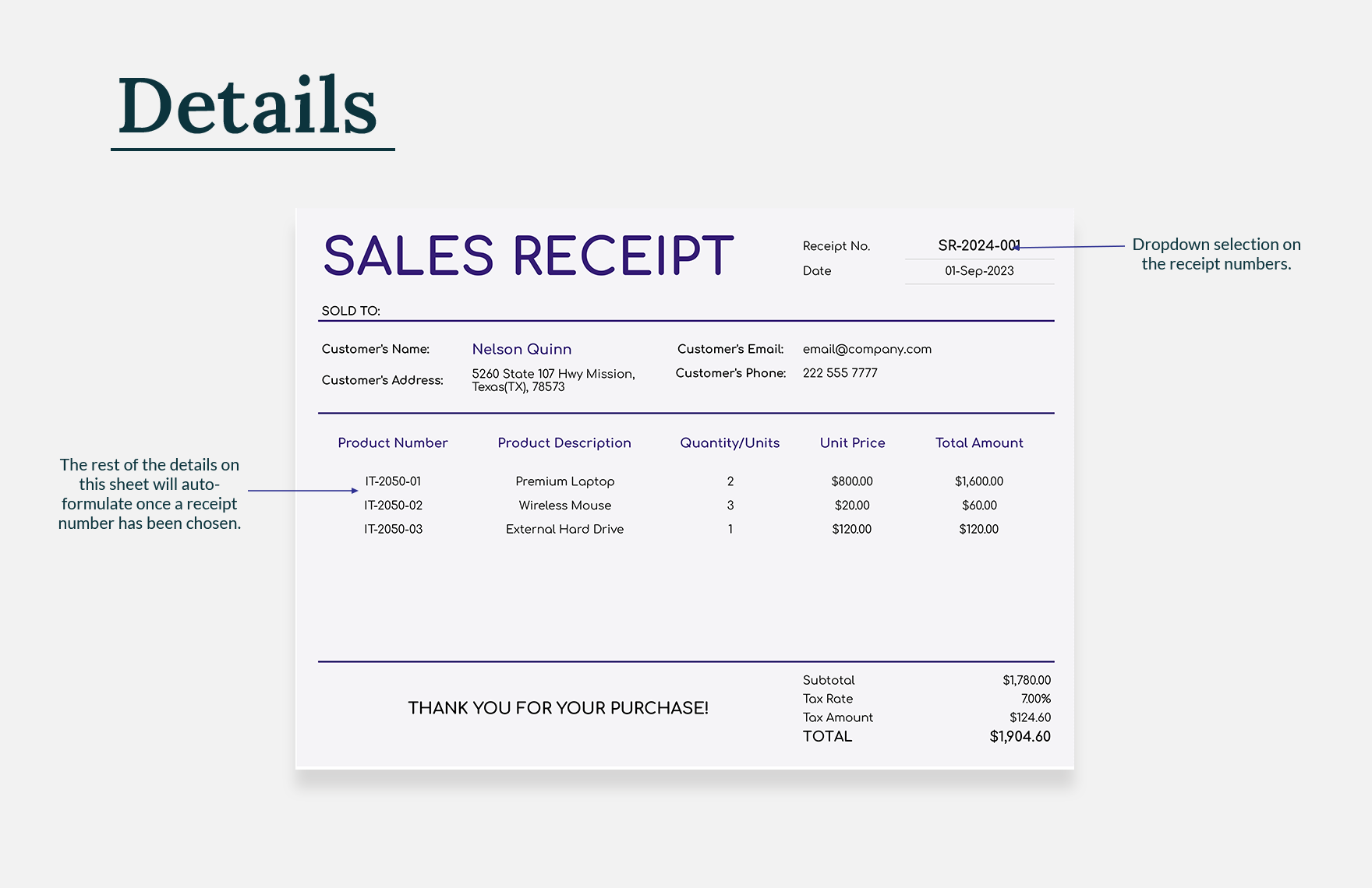 Sales Receipt Template - Download in Excel, Google Sheets | Template.net