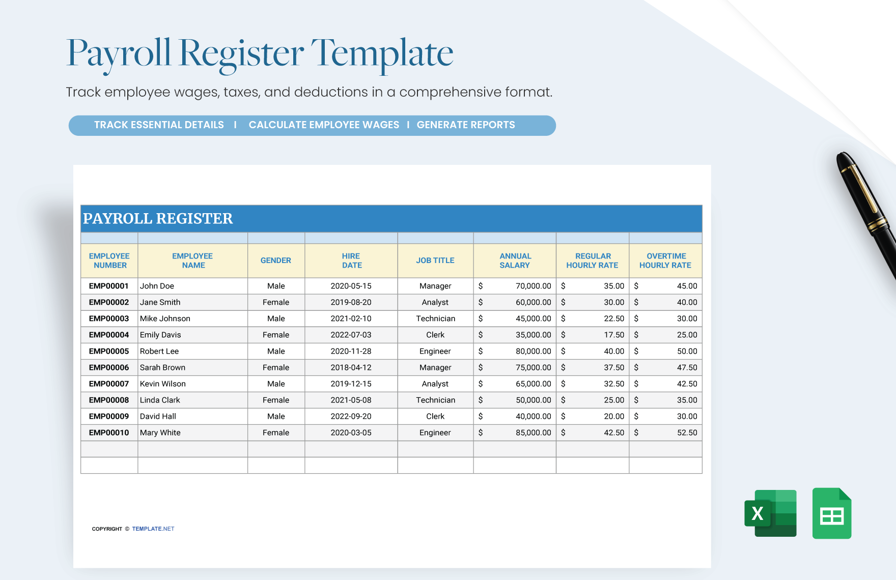 Payroll Register Template In Excel Google Sheets Download Template Payroll Register Template In Excel Google Sheets Download Template
