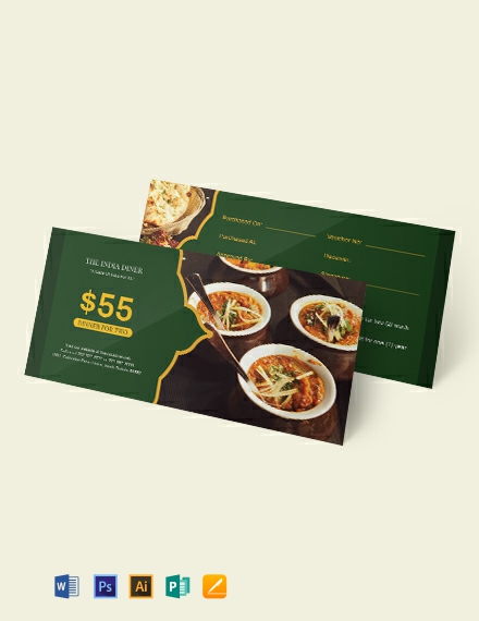 Meal Voucher Template Illustrator Word Apple Pages PSD Publisher 