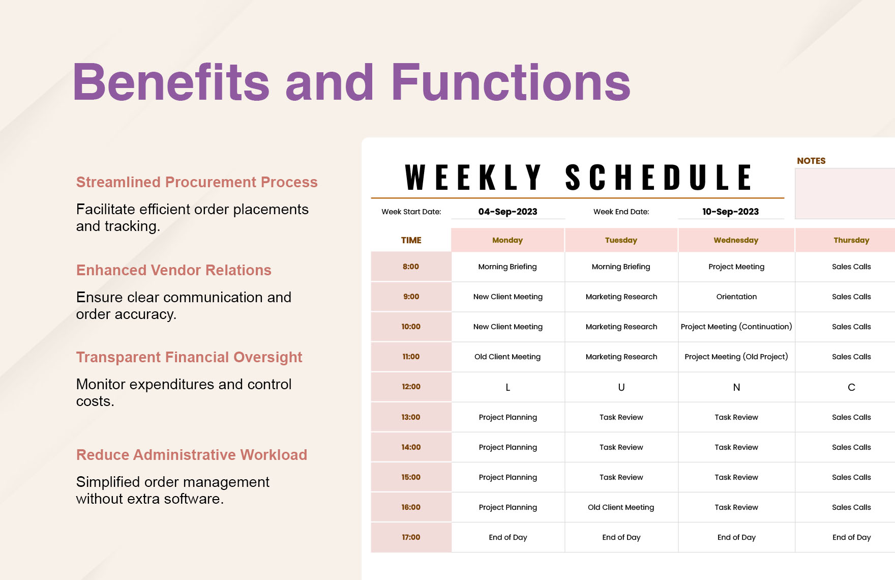 Weekly Schedule Template - Download in Excel, Google Sheets | Template.net