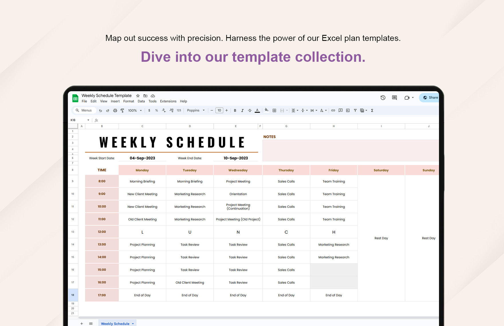 Weekly Schedule Template - Download in Excel, Google Sheets | Template.net