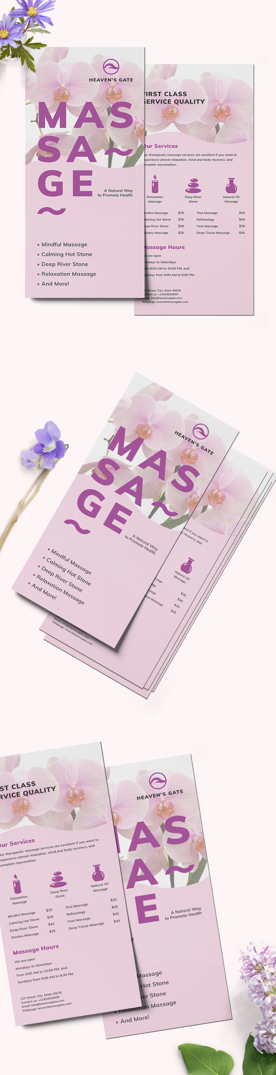 Massage ID Card Template - Illustrator, InDesign, Word, Apple Pages ...