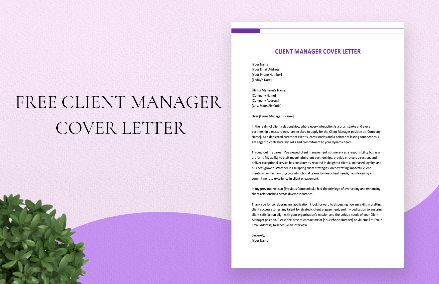 Client Manager Cover Letter In Word Google Docs Download Template