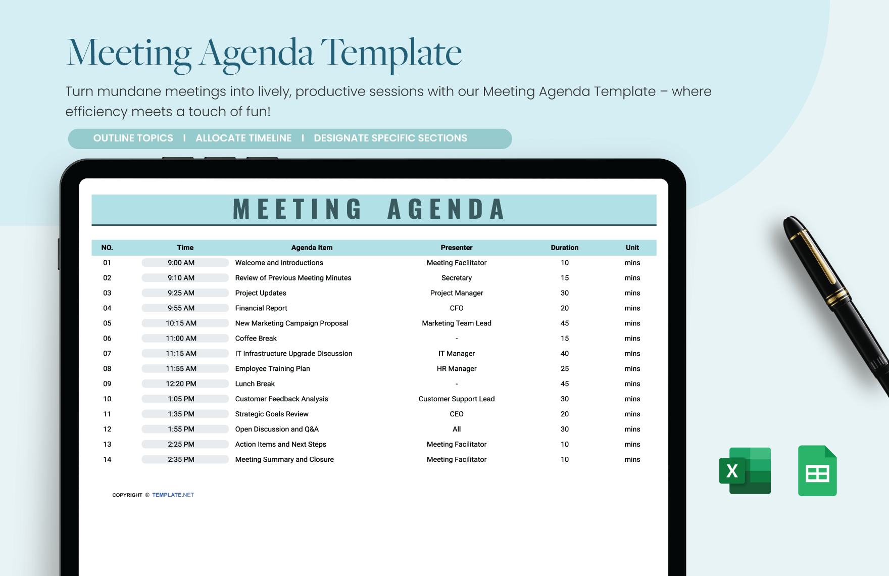 Free Editable Agenda Templates In Excel To Download