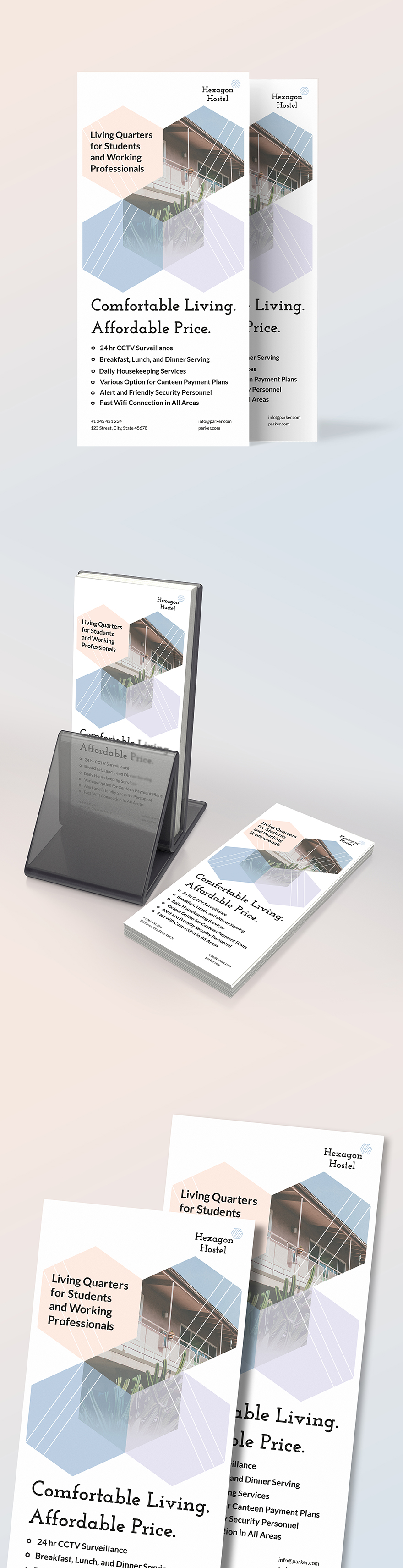 Hostel Rack Card Template Illustrator InDesign Word Apple Pages 