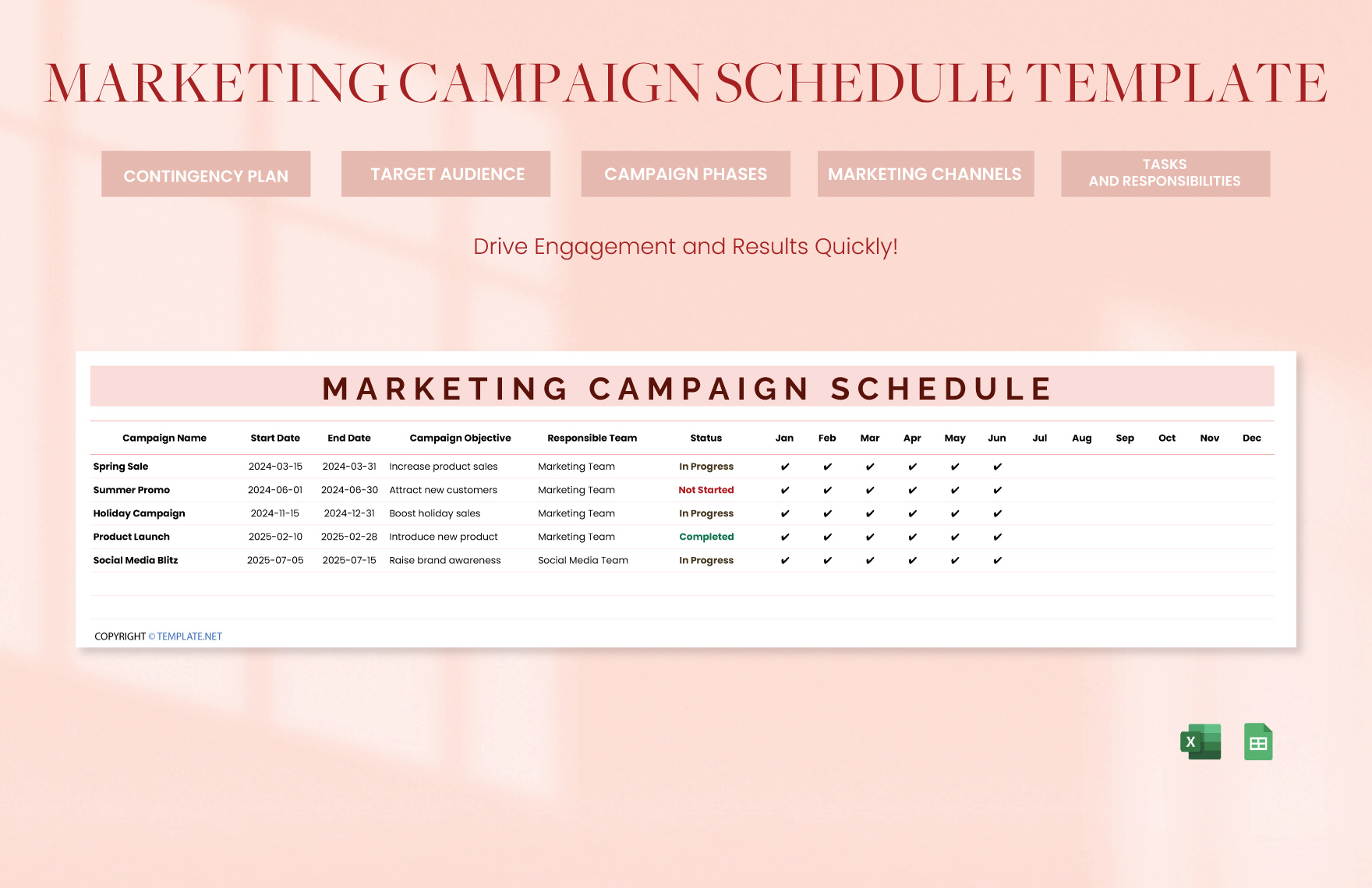 Marketing Campaign Schedule Template In Excel Google Sheets Download
