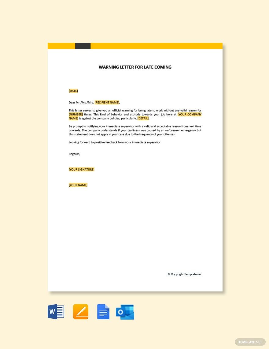 Free Warning Letter For Late Coming Download In Word Google Docs 