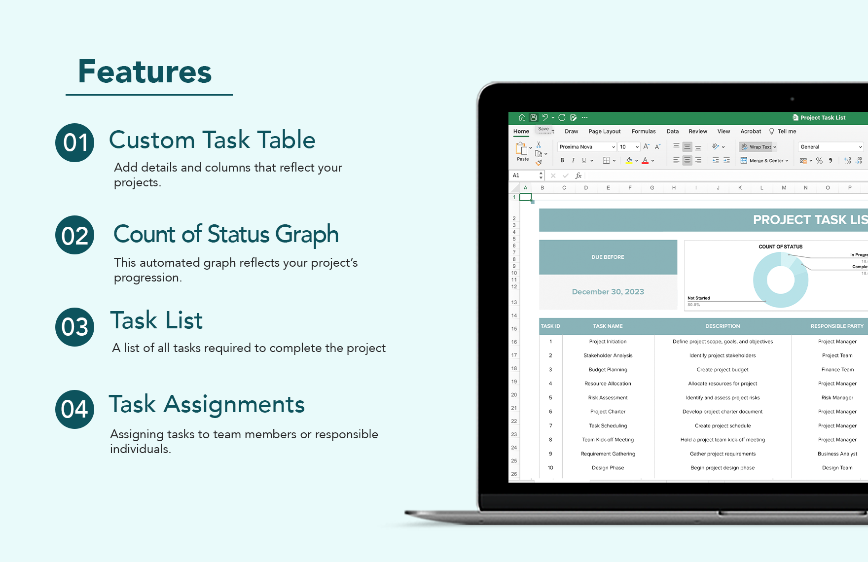 Project Task List Template - Download in Excel, Google Sheets ...