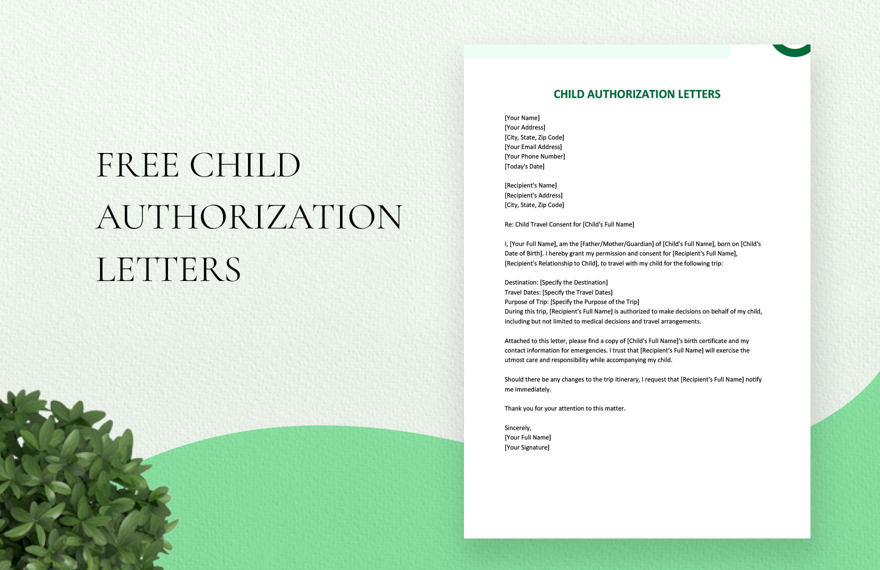 Child Care Authorization Template In Google Docs FREE Download