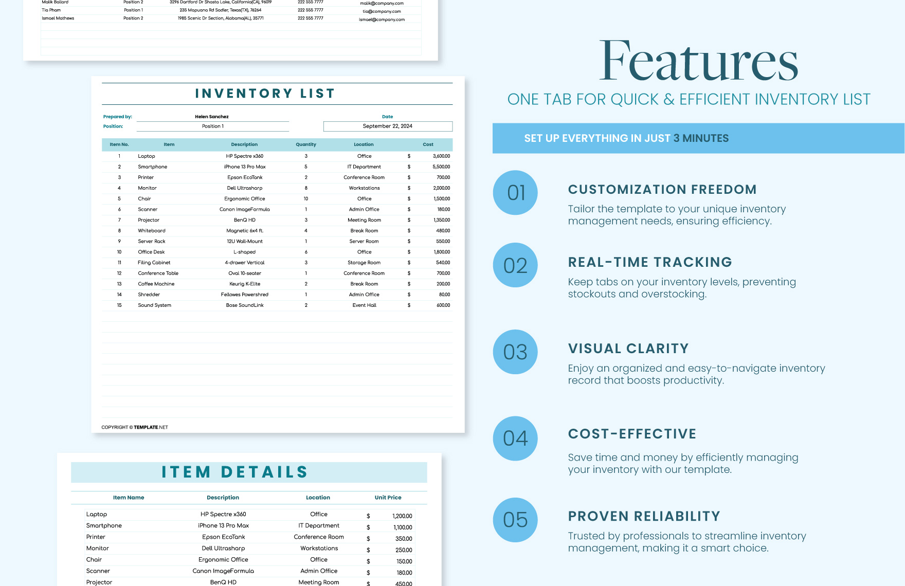 Inventory List Template - Download in Excel, Google Sheets | Template.net