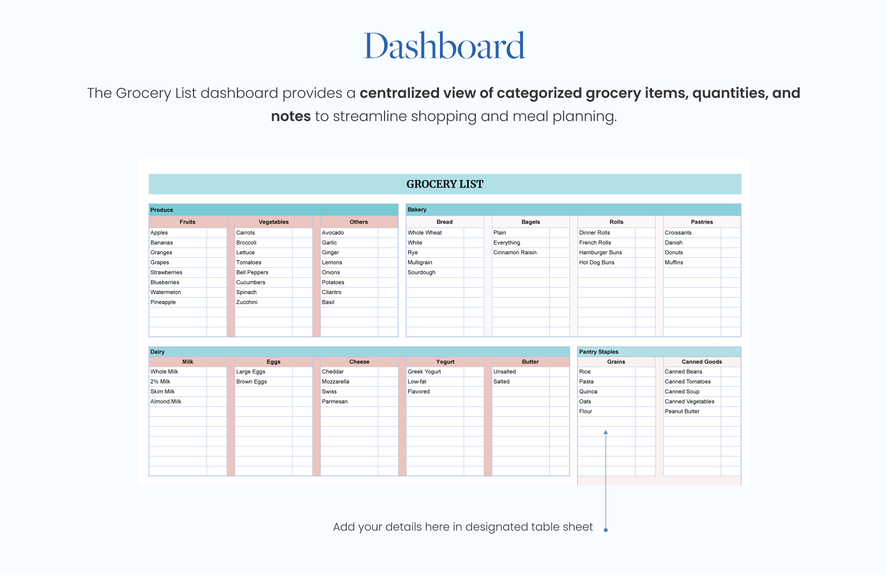 Free Grocery List Template - Download in Excel, Google Sheets ...