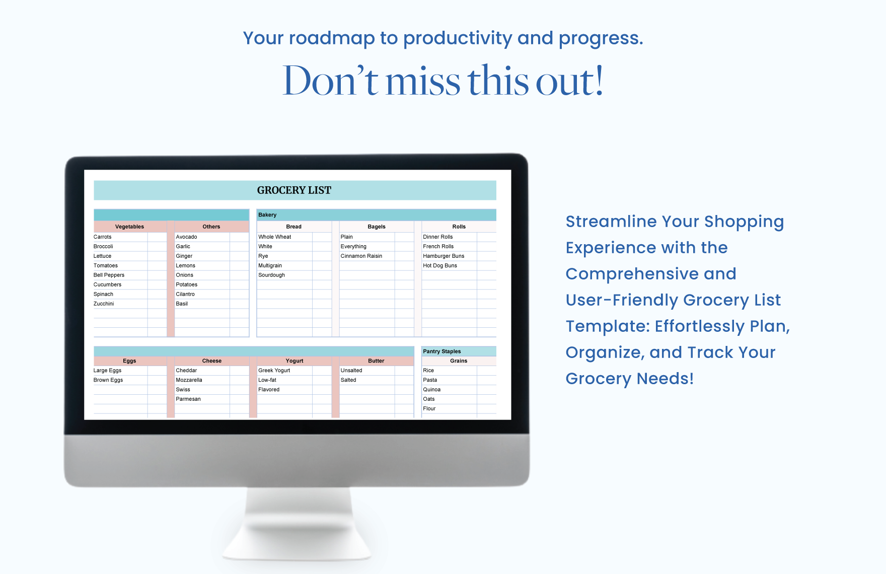 Free Grocery List Template - Download in Excel, Google Sheets ...