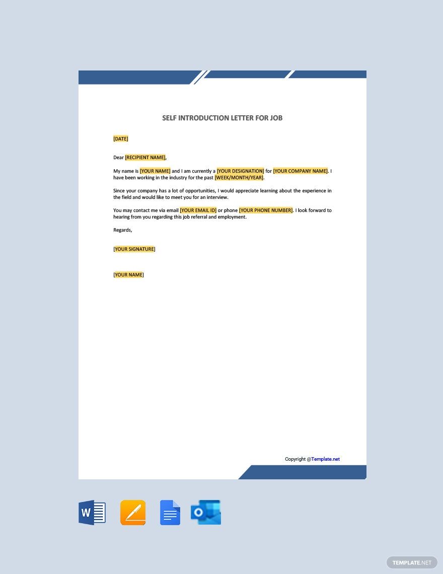 Self Introduction Word Templates Design Free Download Template