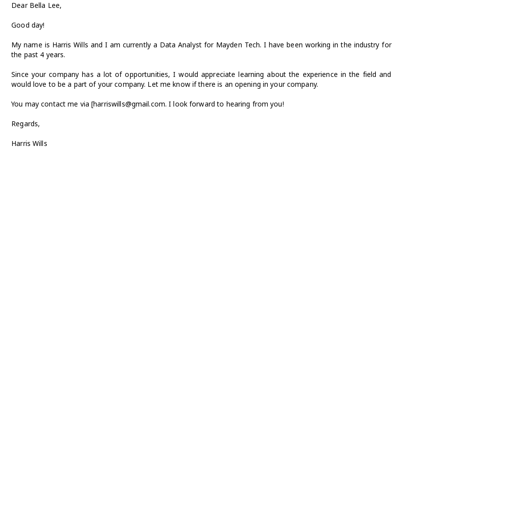 Self Introduction Letter For Job Template - Google Docs, Word ...