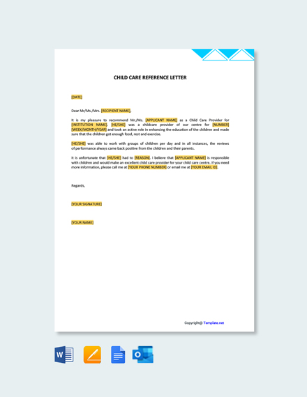 FREE Child Care Reference Letter Template - Word (DOC) | Google Docs ...