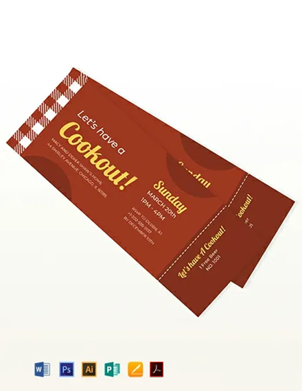BBQ Event Ticket Template - Illustrator, InDesign, Word, Apple Pages ...