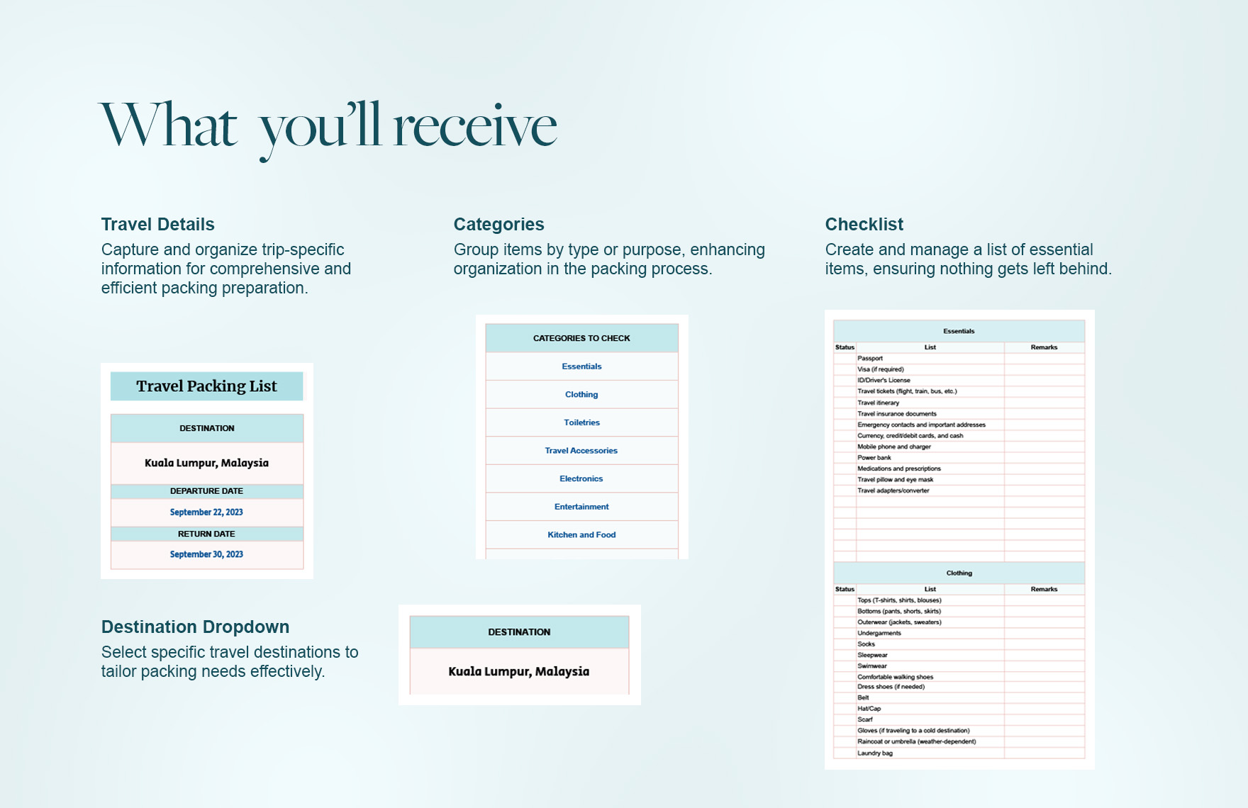 Travel Packing List Template - Download in Excel, Google Sheets ...