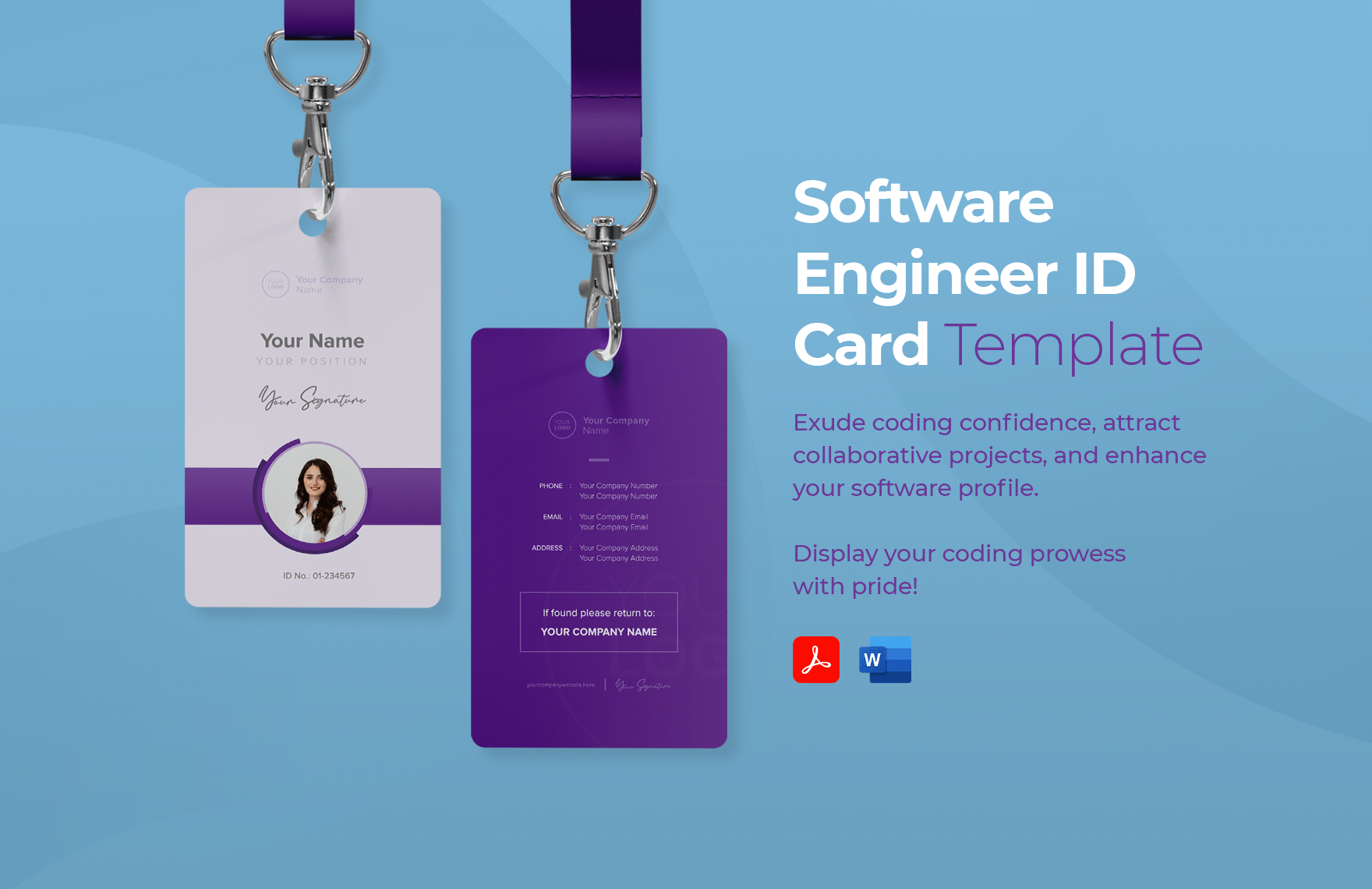 Software Engineer ID Card Template Download In Word PDF Template