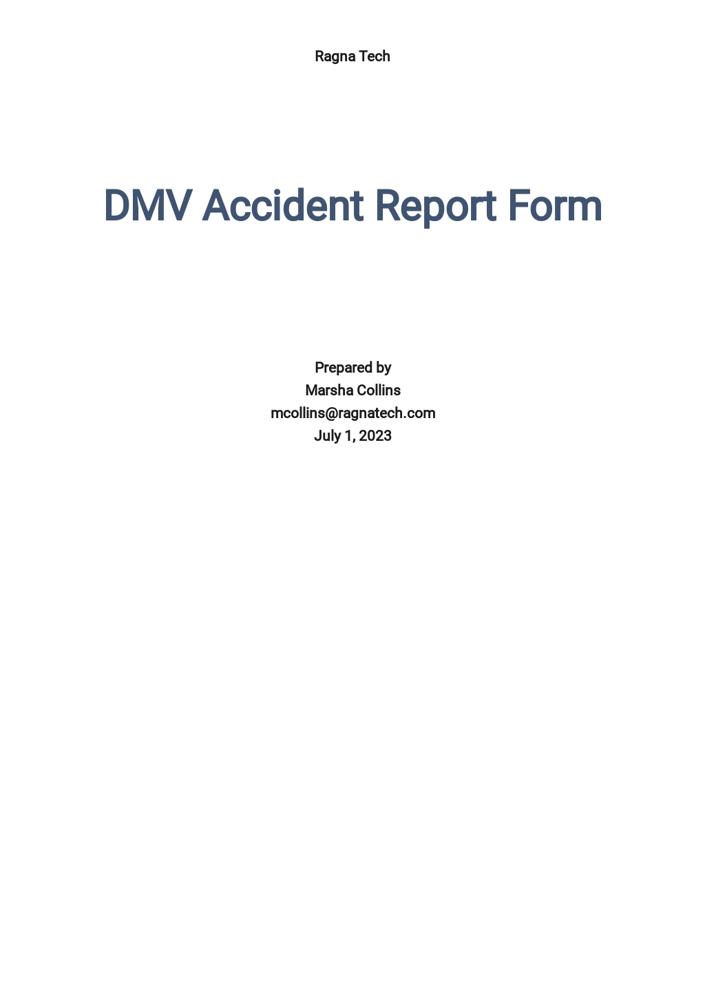 DMV Accident Report Form Template