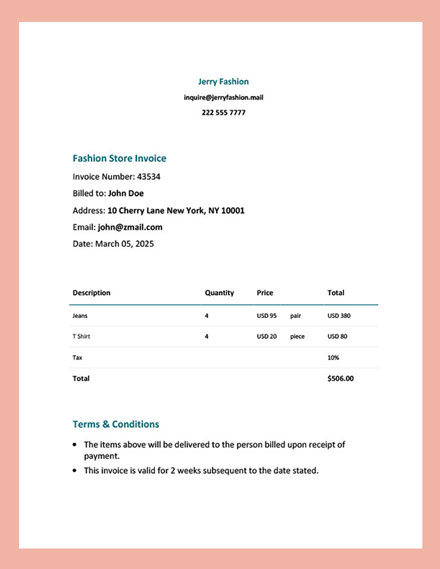 Free Optical Store Invoice Template - Google Docs, Google Sheets, Excel ...