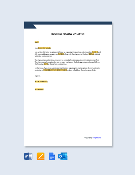 Payment Follow up Letter Template - Google Docs, Word | Template.net