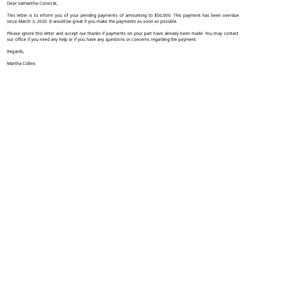 Free Payment Letter Template - Google Docs, Word | Template.net