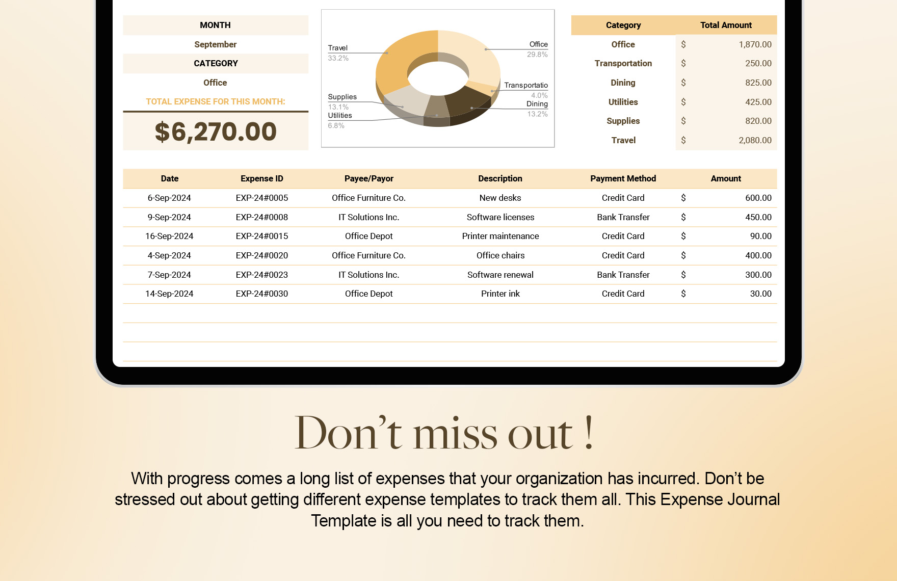 Free Expense Journal Template - Download in Excel, Google Sheets ...