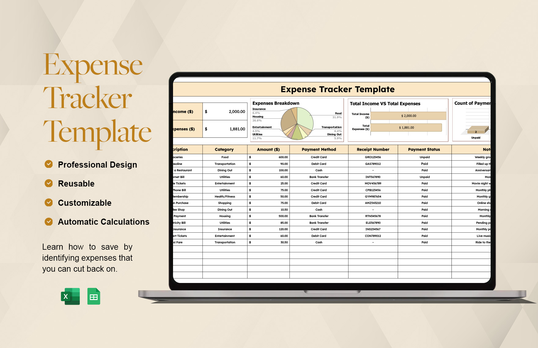 Free Expense Templates In Excel To Download