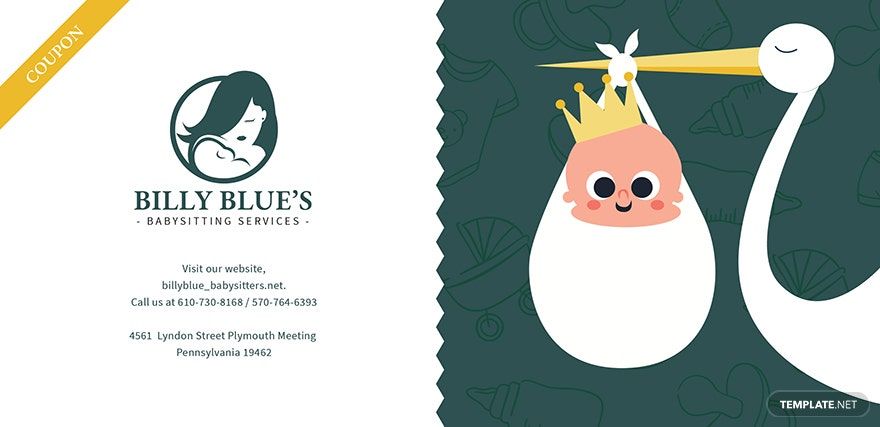 Funny Babysitting Coupon Template Illustrator Word Apple Pages PSD 