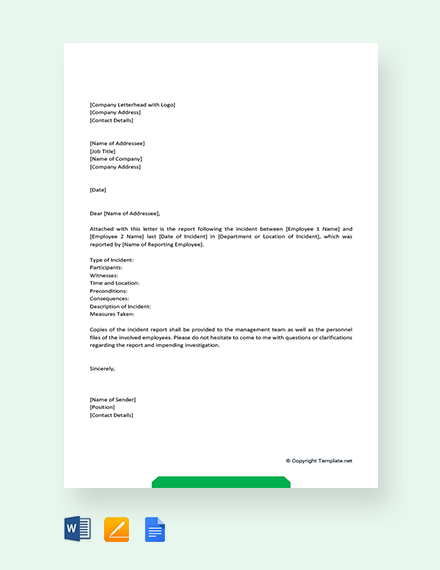 Incident Report Letter Sample In Workplace 10 English Report Writing 