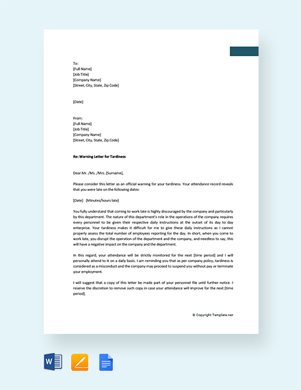 Sample Letter Of Tardiness Classles Democracy