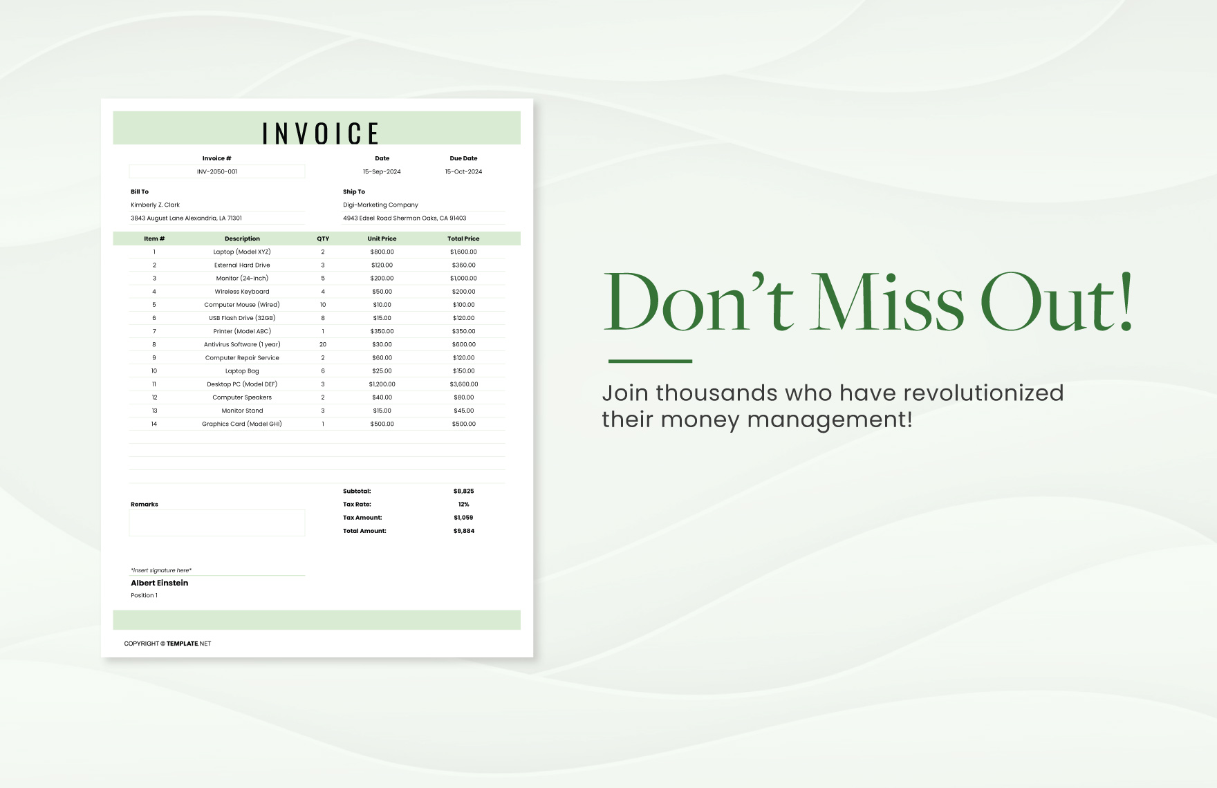 Free Invoice Template - Download in Excel, Google Sheets | Template.net