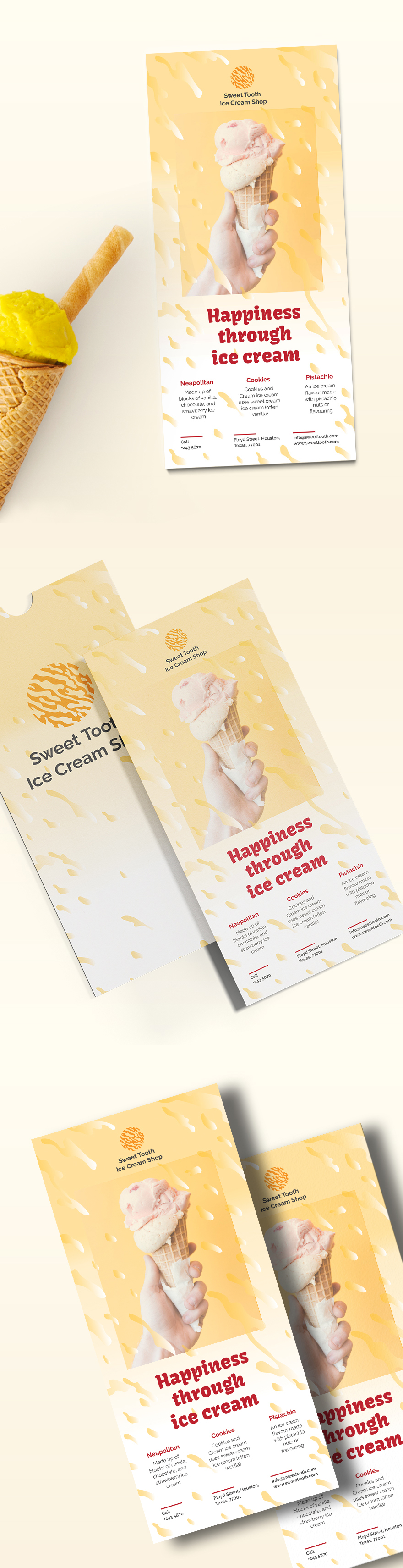 Ice Cream Rackcard Template - Illustrator, InDesign, Word, Apple Pages ...