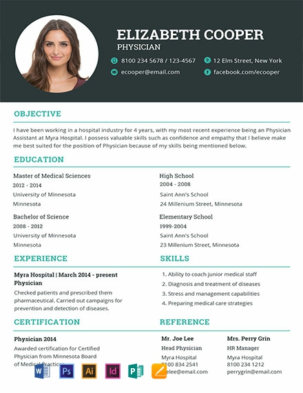 MD Physician Resume/CV Template - Word